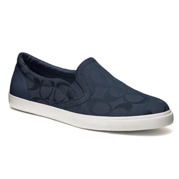 Coach | Shoes | Coach Alegra Navy Blue Slip On Sneakers Sz 7 | Poshmark